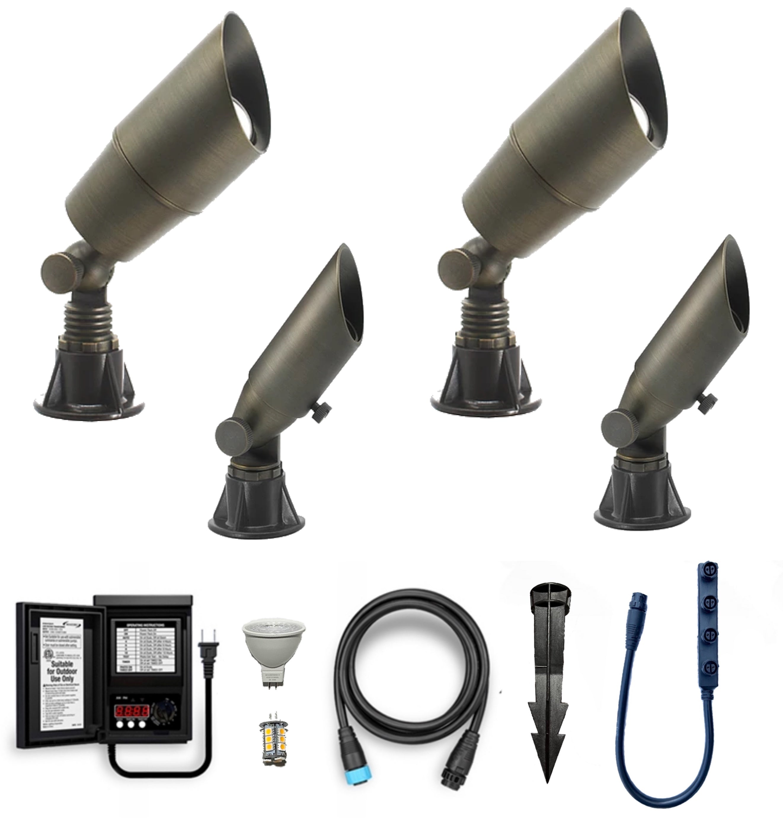LAWNSHINE Premium Brass 4 Spot Light Plug n' Play Landscape Lighting K ...